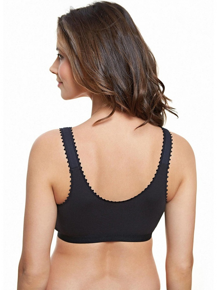 Royce Comfi Cotton Front Fastening Bra - Black Available at The Fitting Room